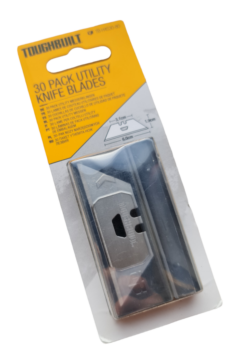 ToughBuilt TB-H4S30-80 Scraper Utility Knife Blades - Pack of 30 Blade ...